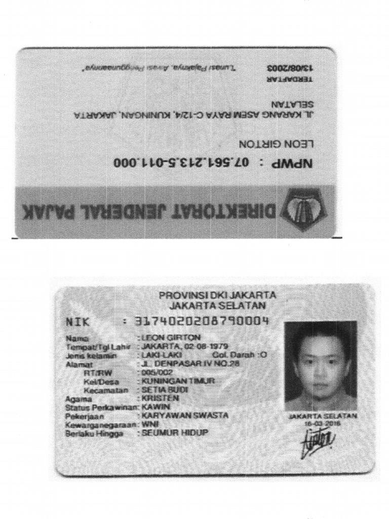 KTP Dan NPWP LEON GIRTON PDF | PDF