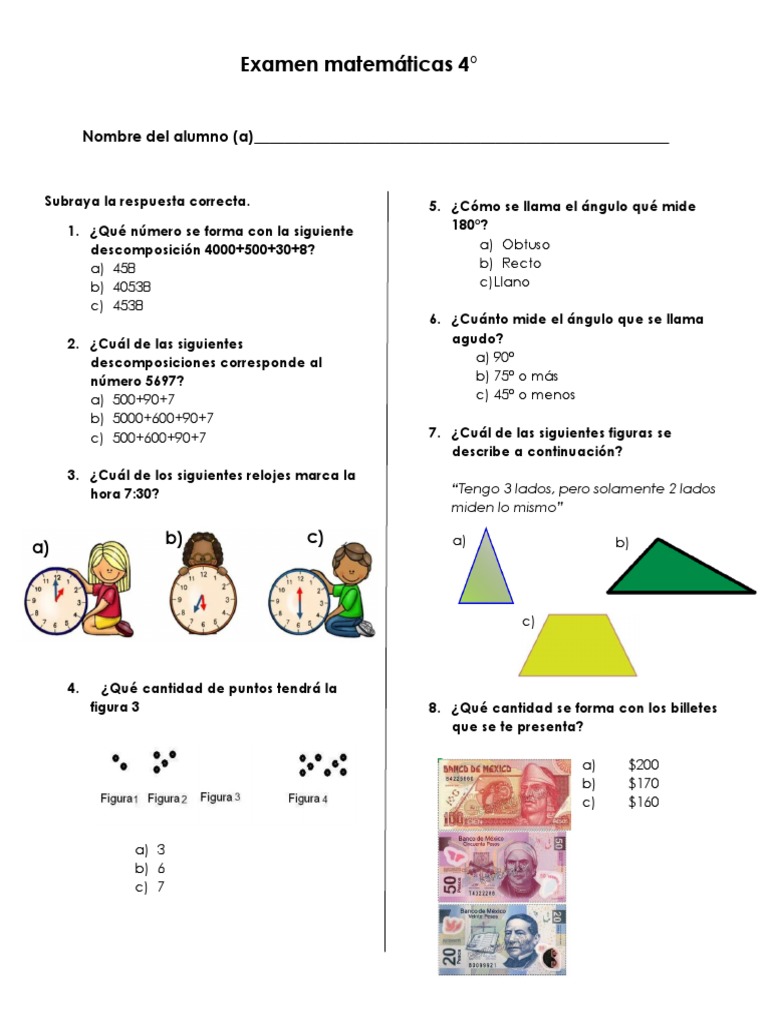 Examen Matematicas | PDF