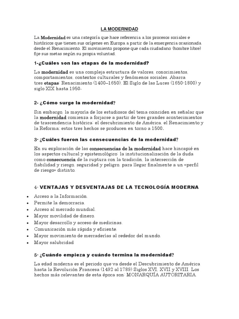 La Modernidad | PDF | Modernidad | Renacimiento