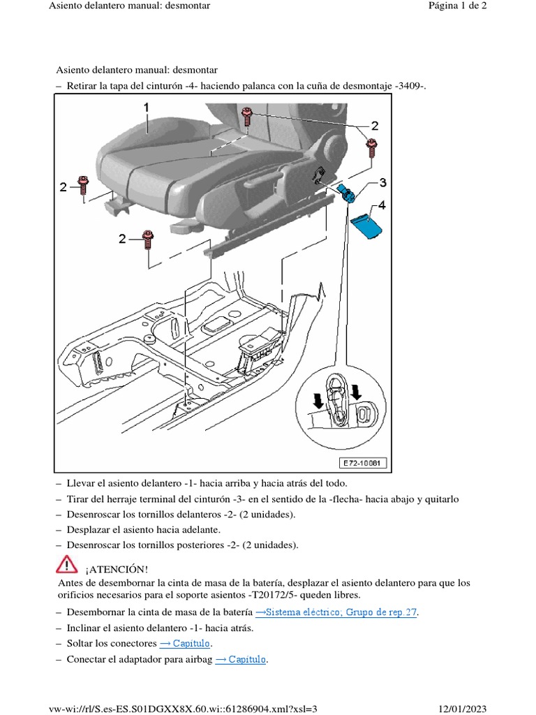 Desmontaje de asiento delantero manual | PDF