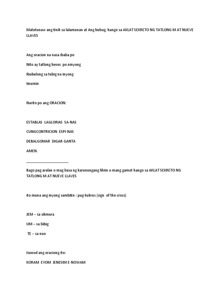 Aklat Sekreto NG Tatlong M at Nueve Llaves | PDF