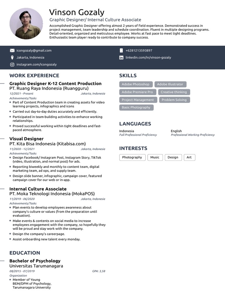 Vinson's Resume | PDF | Graphic Design | Communication