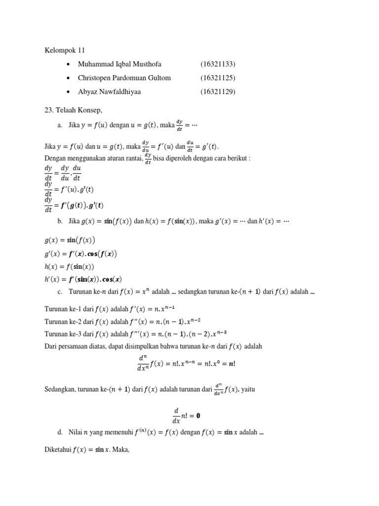 Tutorial Bab 2 Bagian 2 MA1A K07 2021 | PDF