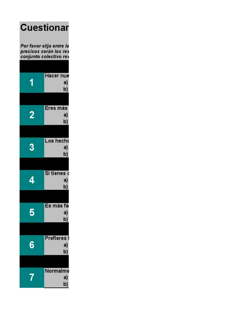 MBTI Español (3).xls | PDF | Pensamiento