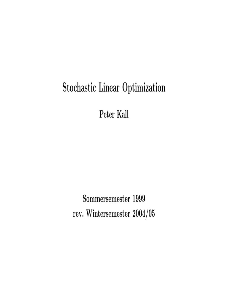 Stochastic Linear Optimization: Peter Kall | PDF | Mathematical Analysis | Mathematics