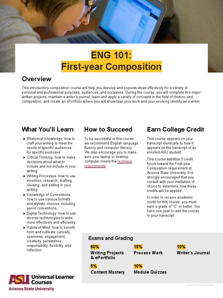 ENG 101: First-Year Composition: How To Succeed What You'll Learn Earn ...