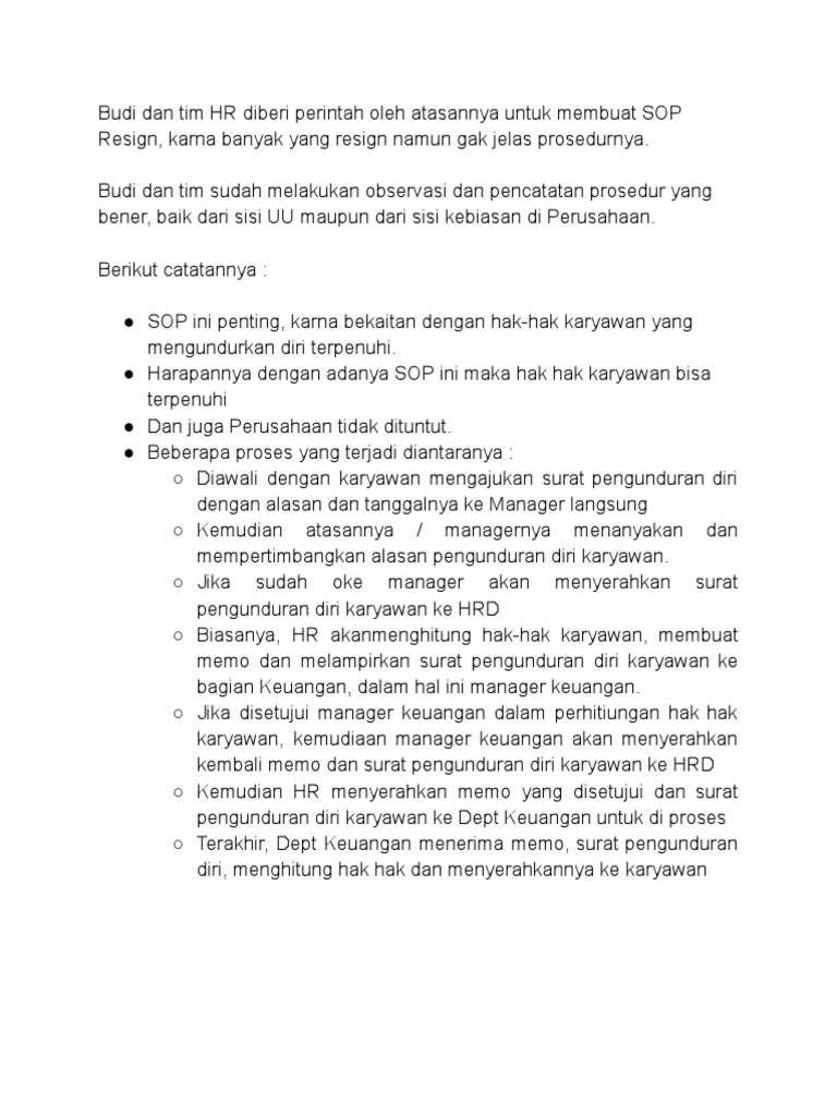 SOP Pengunduran Diri Karyawan | PDF