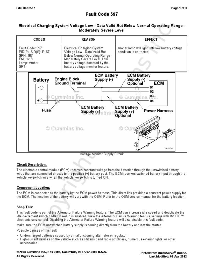 06-fc597 Electrical Charging System Voltage Low - Data Valid But Below ...