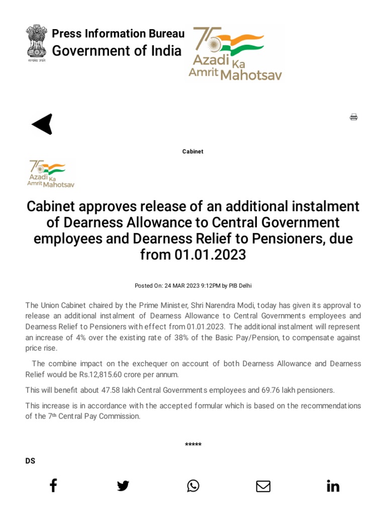 DA Orders PDF | PDF | Government Of India | Economy Of India