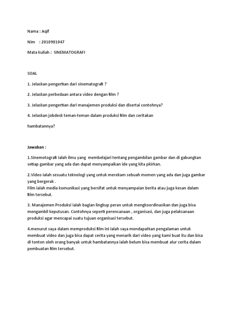 Aqif Sinemotografi | PDF