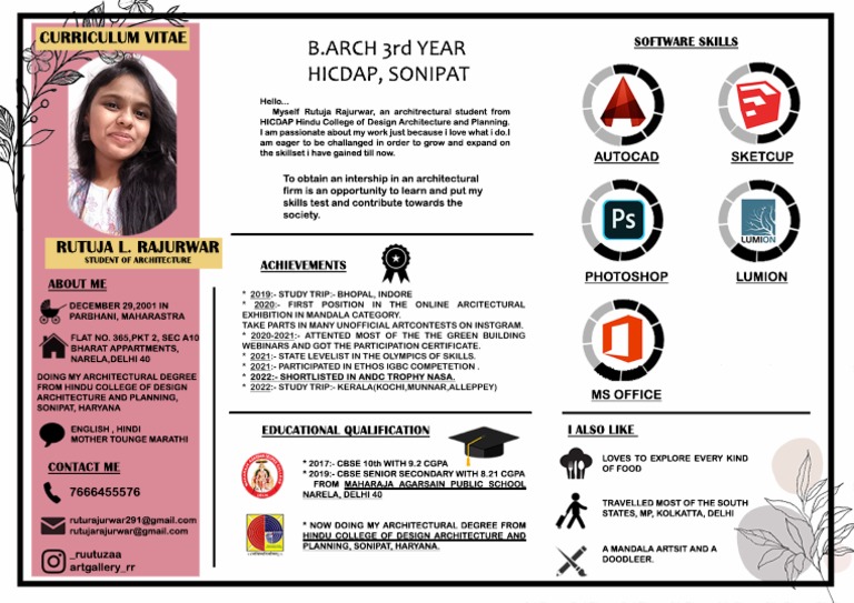 Architecture Student CV: Rutuja Rajurwar | PDF