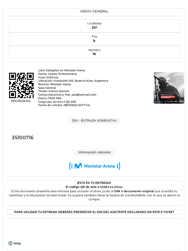 Entradas para Liam Gallagher en Movistar Arena - Livepass | PDF