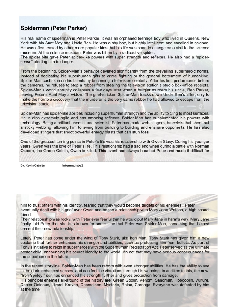 Spiderman (Peter Parker) | PDF | Spider Man | Characters Created