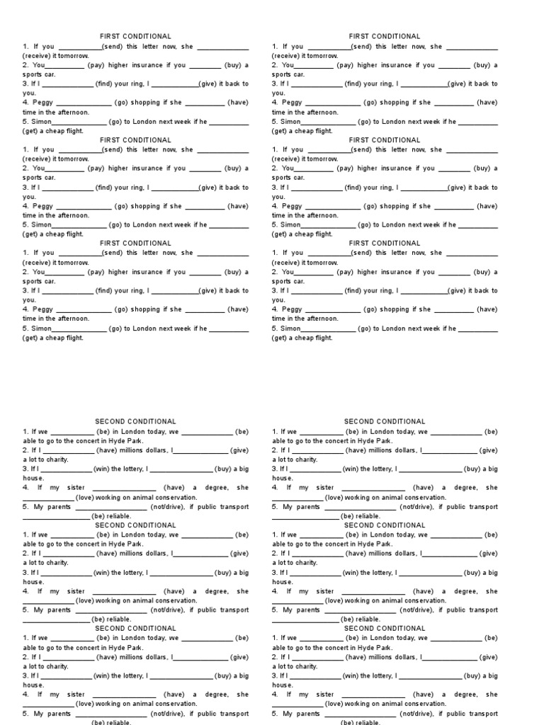 Conditionals Miniworksheet BB2 | PDF