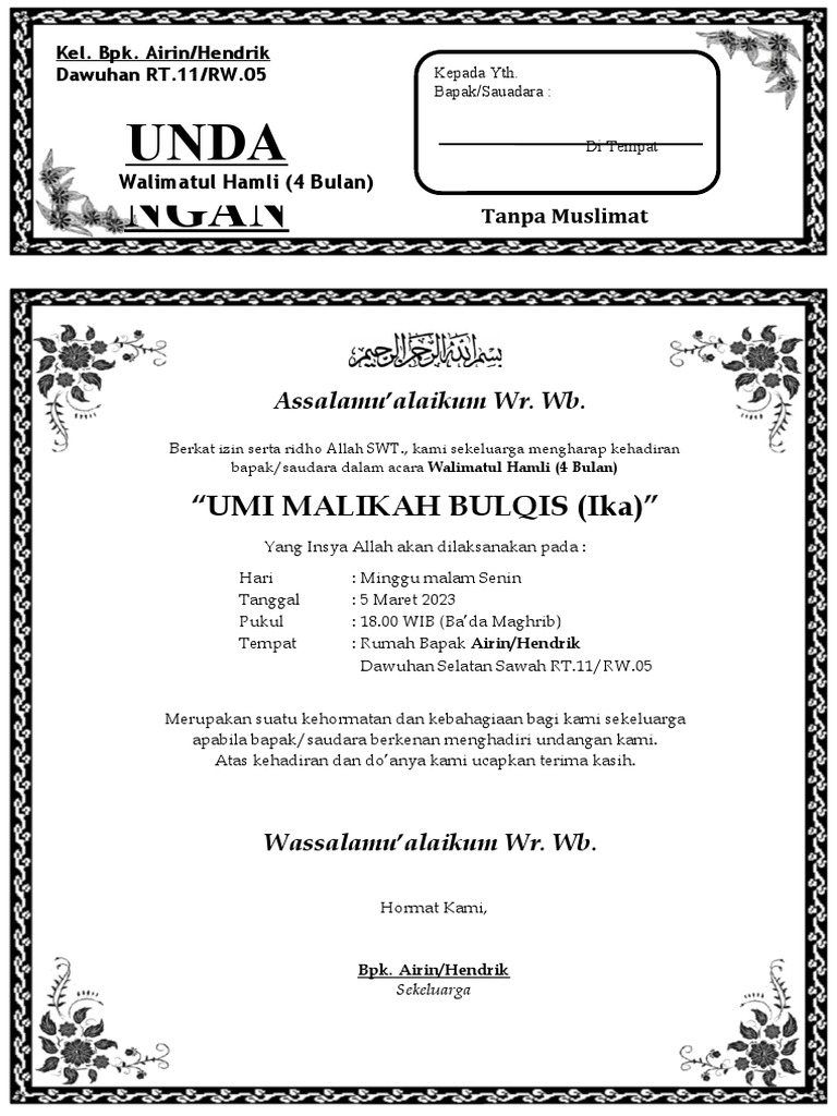 Undangan Hamil 4 Bulan | PDF