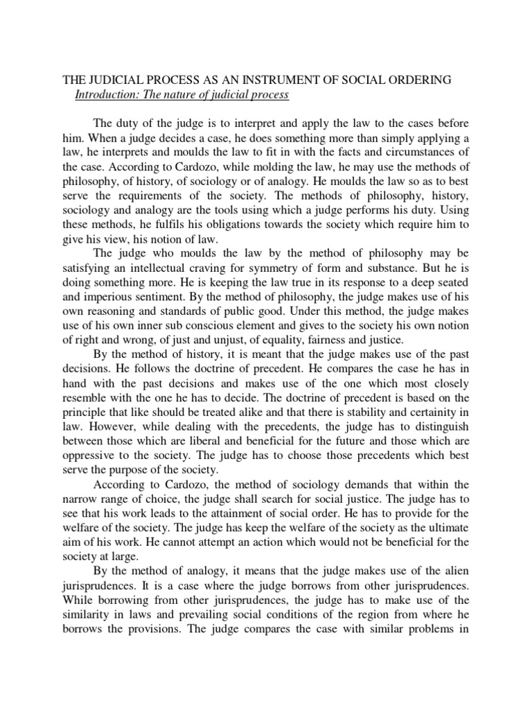 The Judicial Process As An Instrument of | PDF