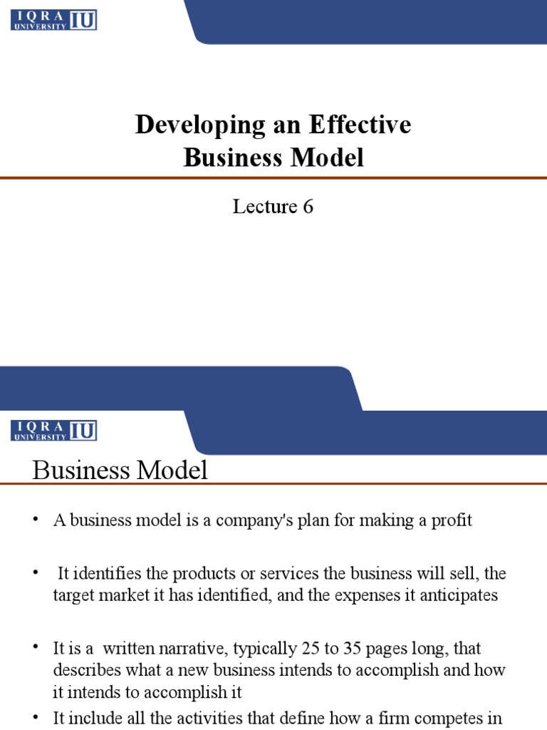 Lecture 6 - Dev An Effective Business Model | PDF | Business Model ...