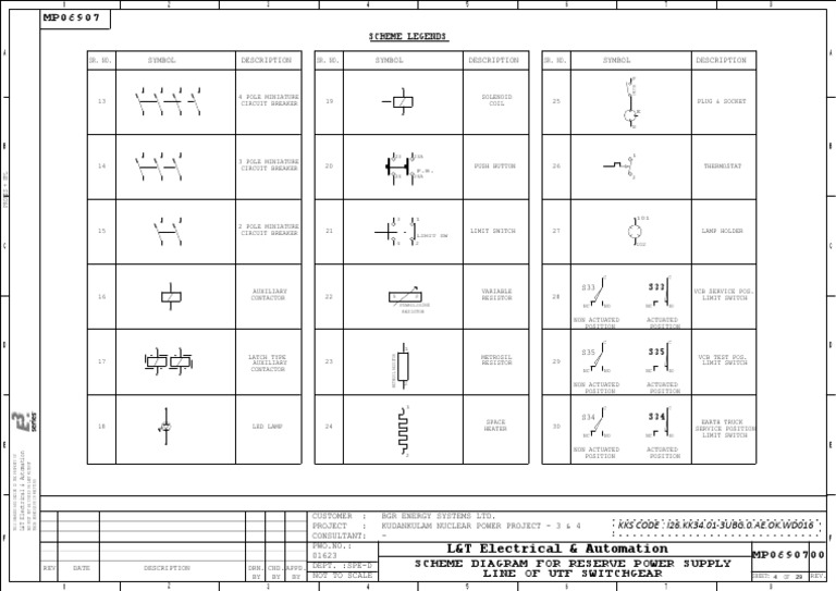 L&T Electrical & Automation: Scheme Legends | PDF | Switch | Equipment