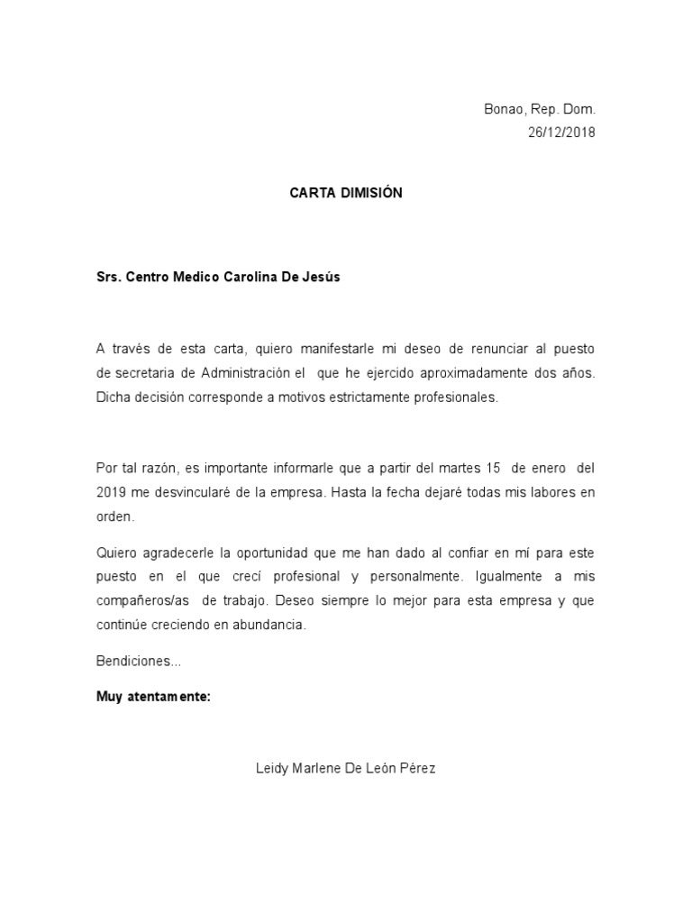 Carta de Dimision | PDF