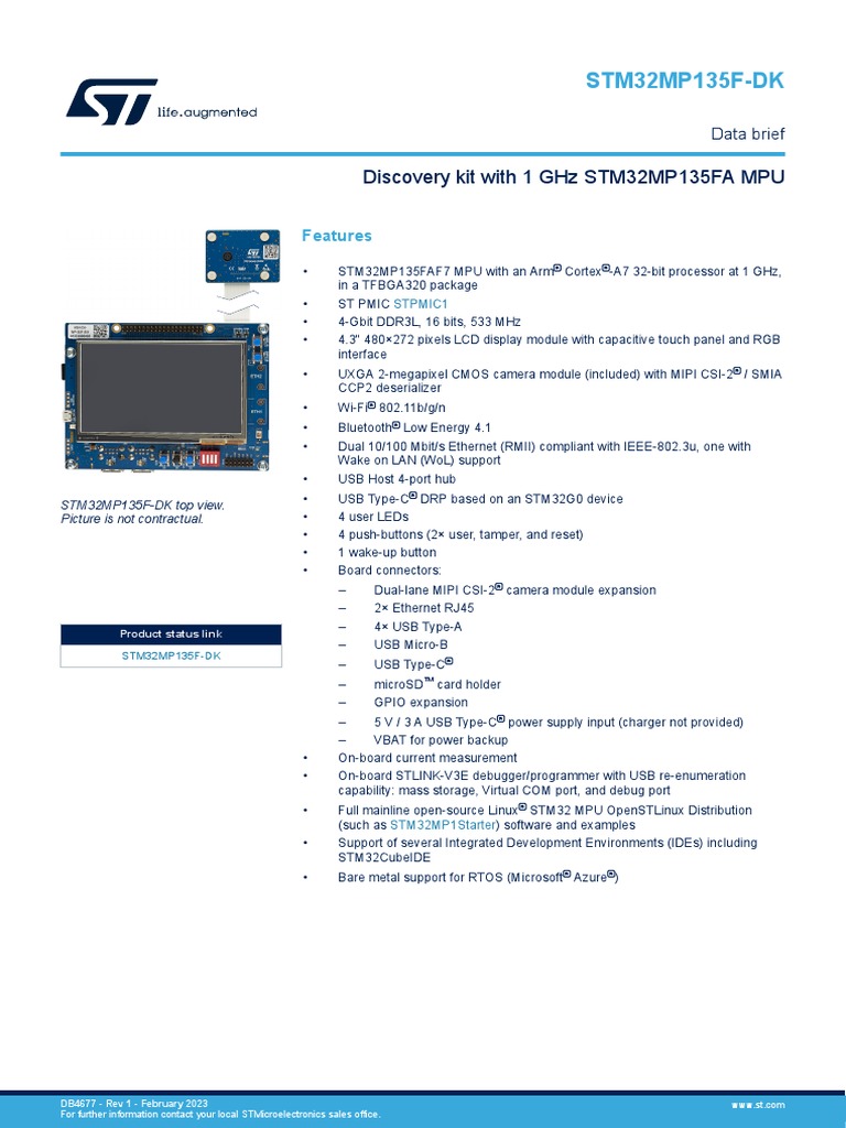 Stm32mp135f Dk 3107229 Pdf Usb Manufactured Goods