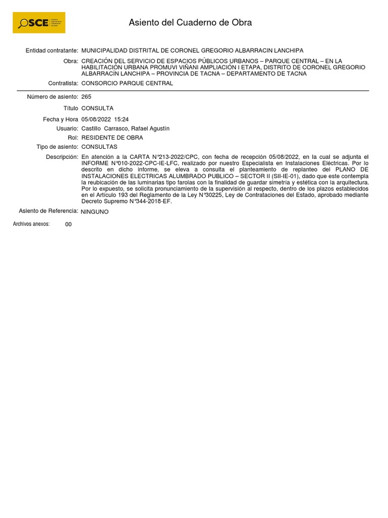 Asiento Cuaderno de Obra | PDF