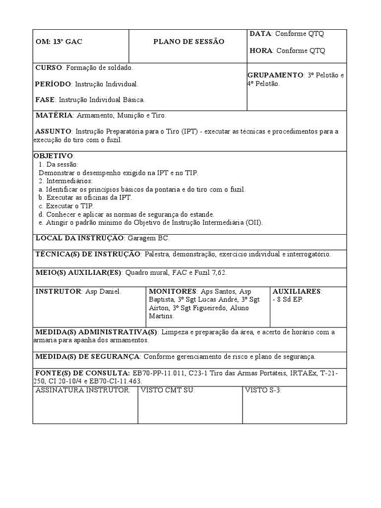 Plano de Sessão IPT | PDF | Armas de fogo | Balística
