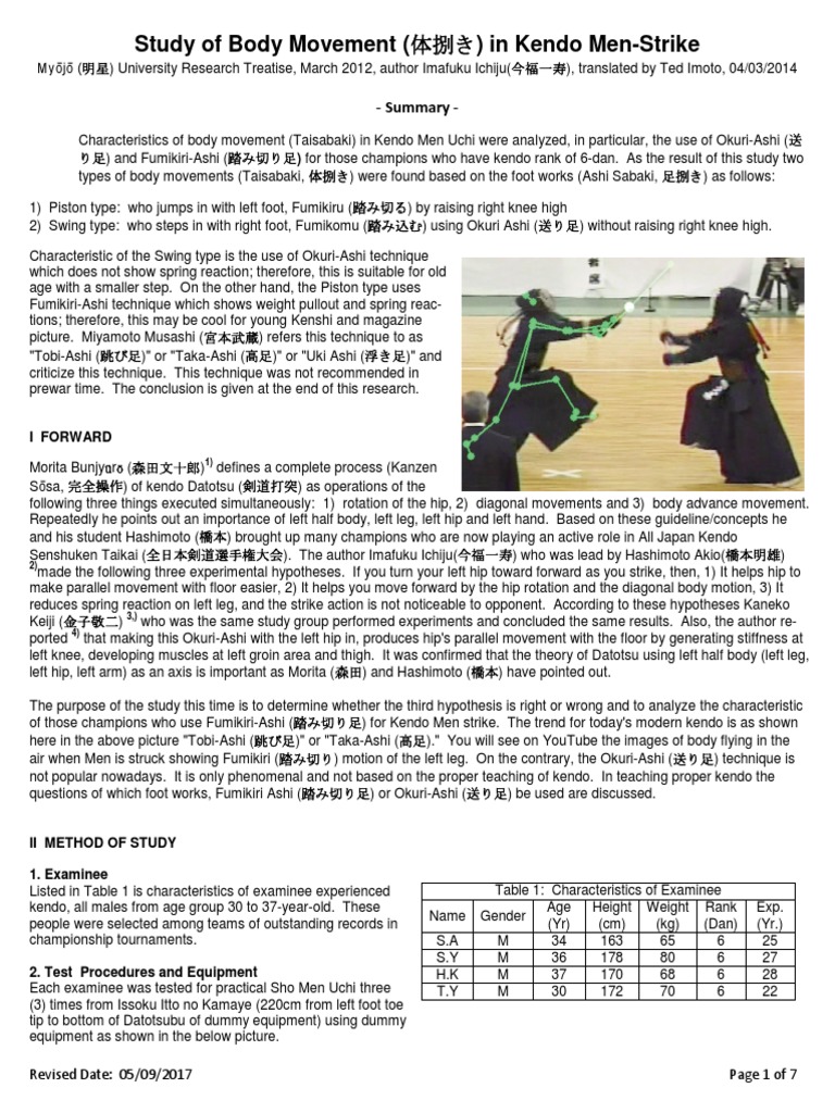 Kendo Body Movement Analysis: Men Strike | PDF | Hypothesis | Ankle
