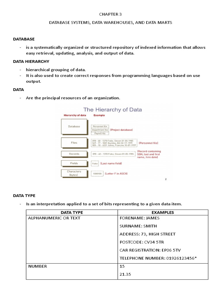 Chapter 3 - Database Systems, Data Warehouses, and Data Marts | Download Free PDF | Databases ...