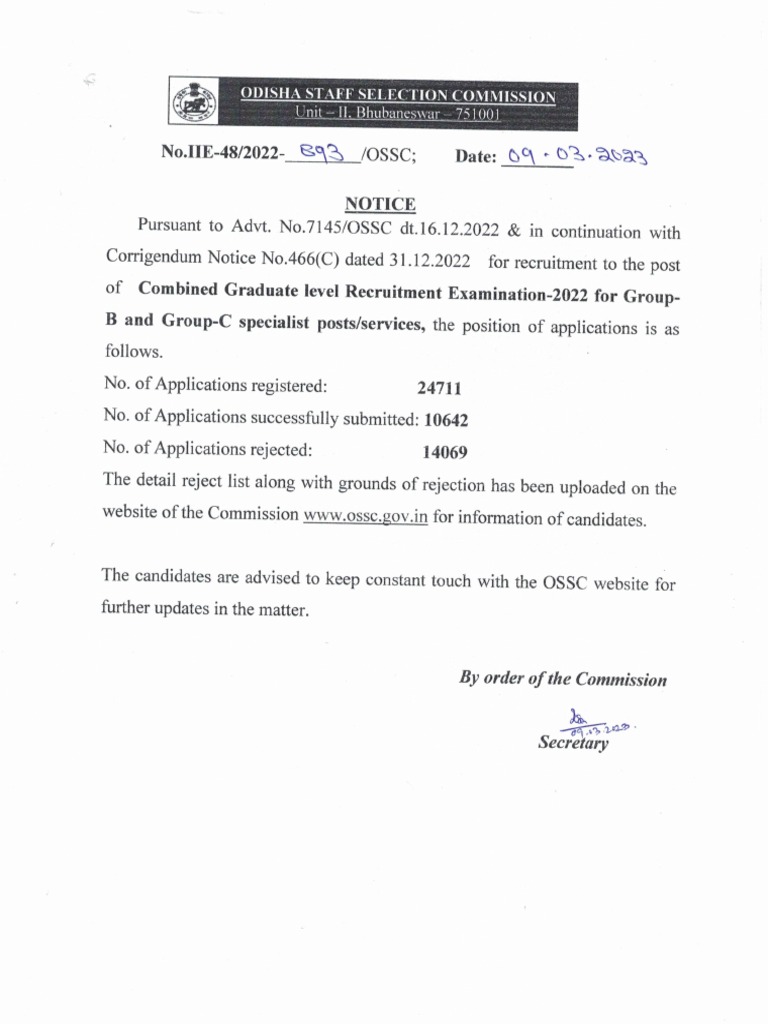 Rejection List - Specilaist PDF | PDF