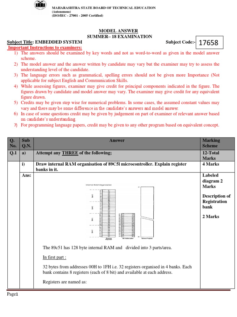 MSBTE Model Answer: Embedded Systems | PDF | Embedded System ...