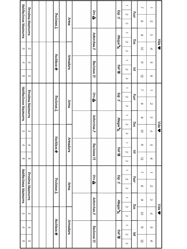 Business Card Dungeon Dive Character Sheet | PDF