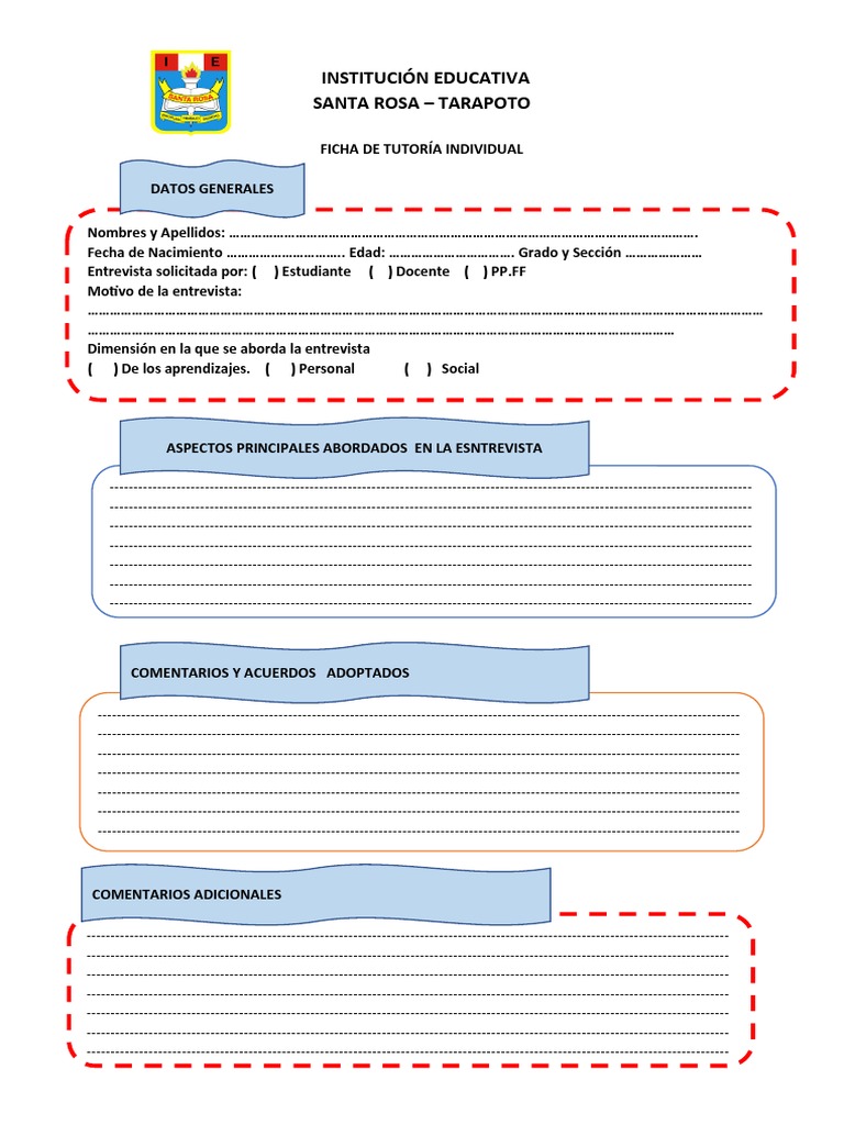 Ficha de Tutoria Individual | PDF | Aprendizaje | Ciencia cognitiva Ficha de Tutoria Individual | PDF | Aprendizaje | Ciencia cognitiva