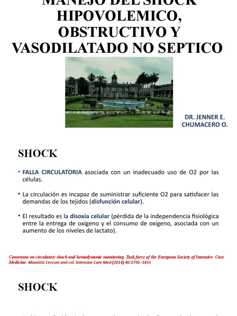Manejo de Shock Hipovolemico, Obstructivo, Distributivo | PDF | Especialidades Medicas | Medicina