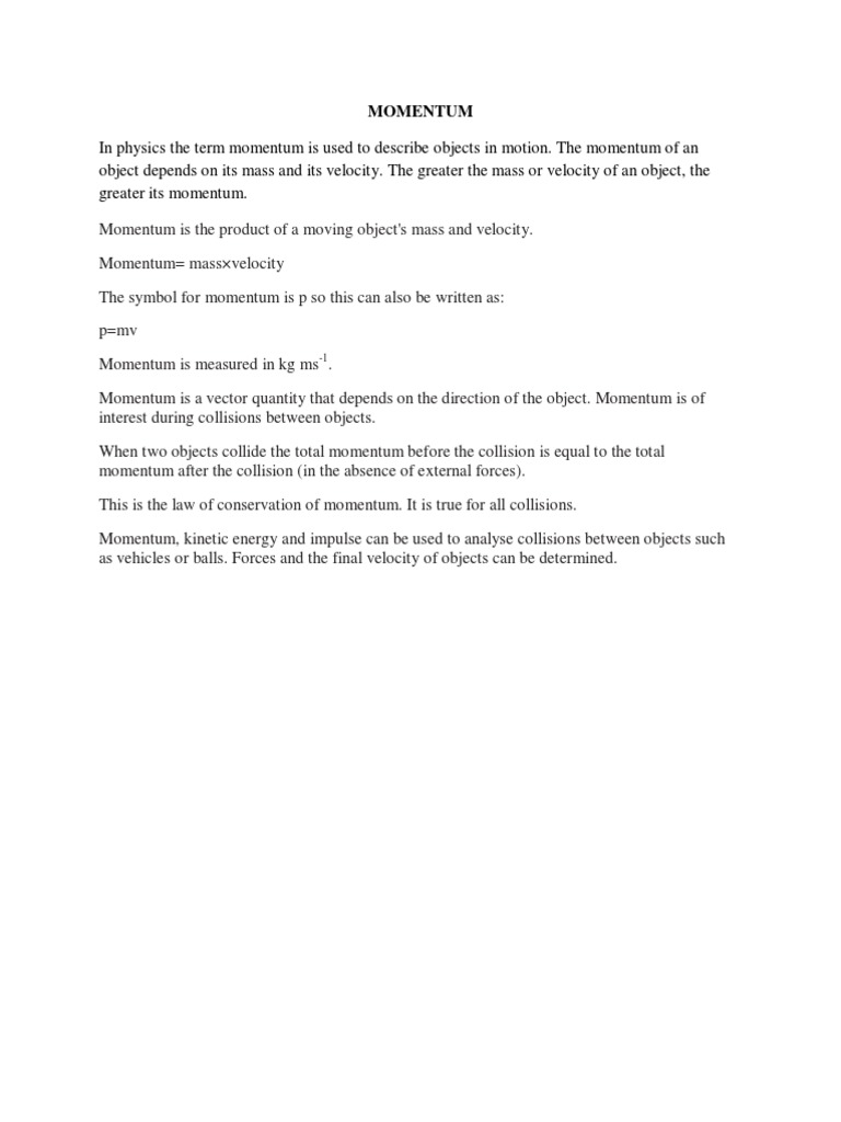 Momentum and its conservation in collisions | PDF | Collision | Momentum