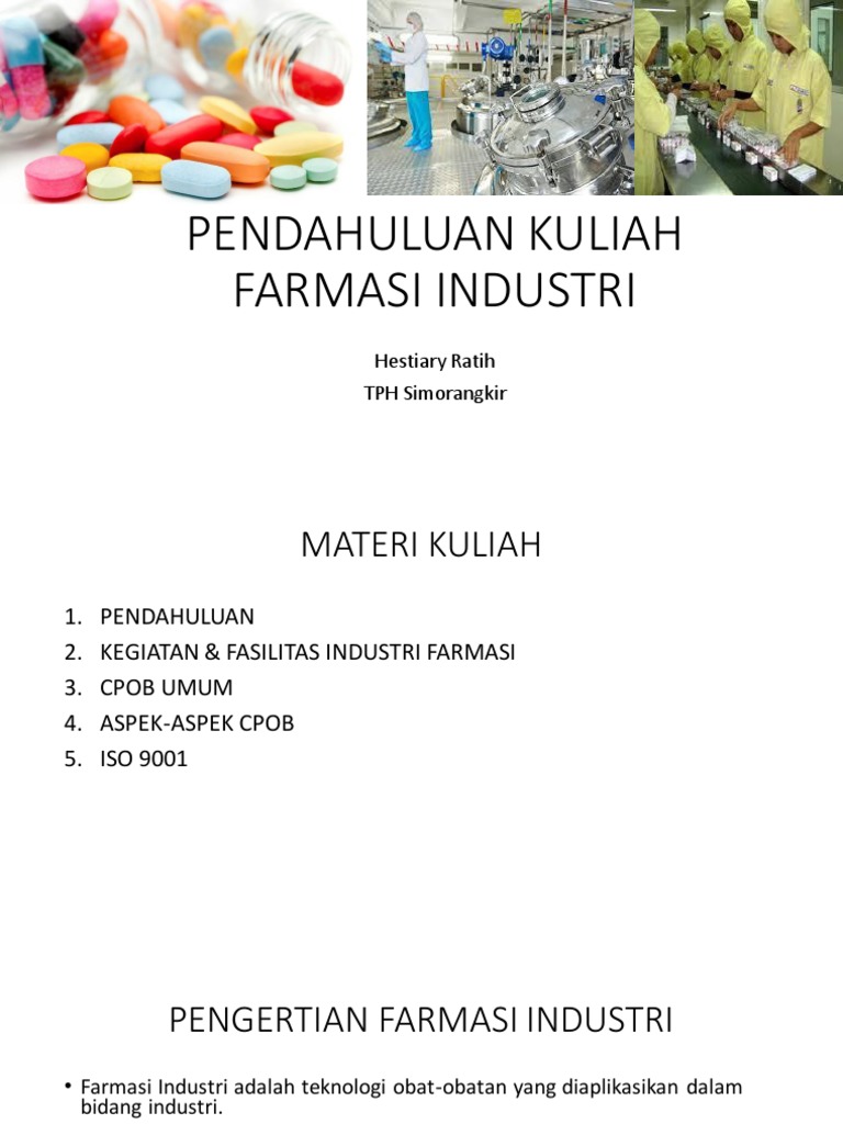PENDAHULUAN KULIAH FARMASI INDUSTRI Apoteker NEW | PDF | Bisnis