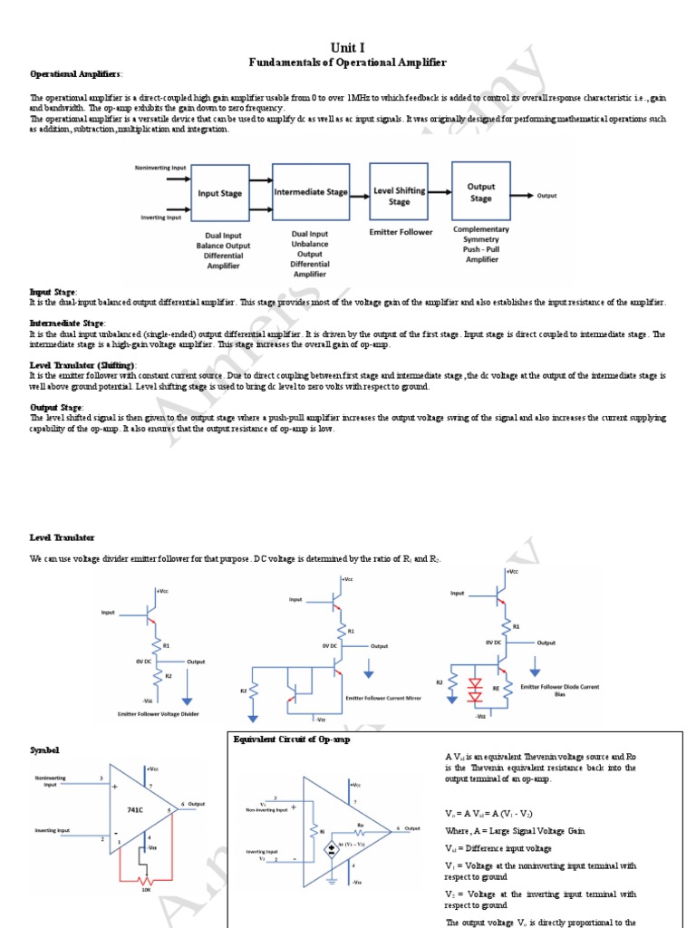 Unit I LIC | PDF | Operational Amplifier | Amplifier