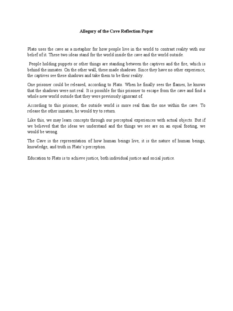 Reflection on Plato's Allegory of the Cave | PDF | Social Science ...