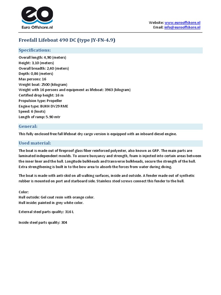 Sekoci Freefall - 49DC 16 Persons - Text | PDF | Boats | Engines