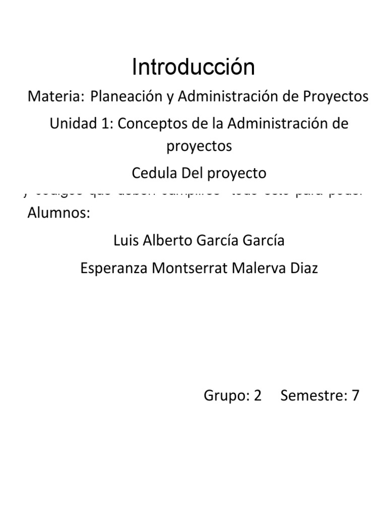 Cedula de Proyecto | PDF