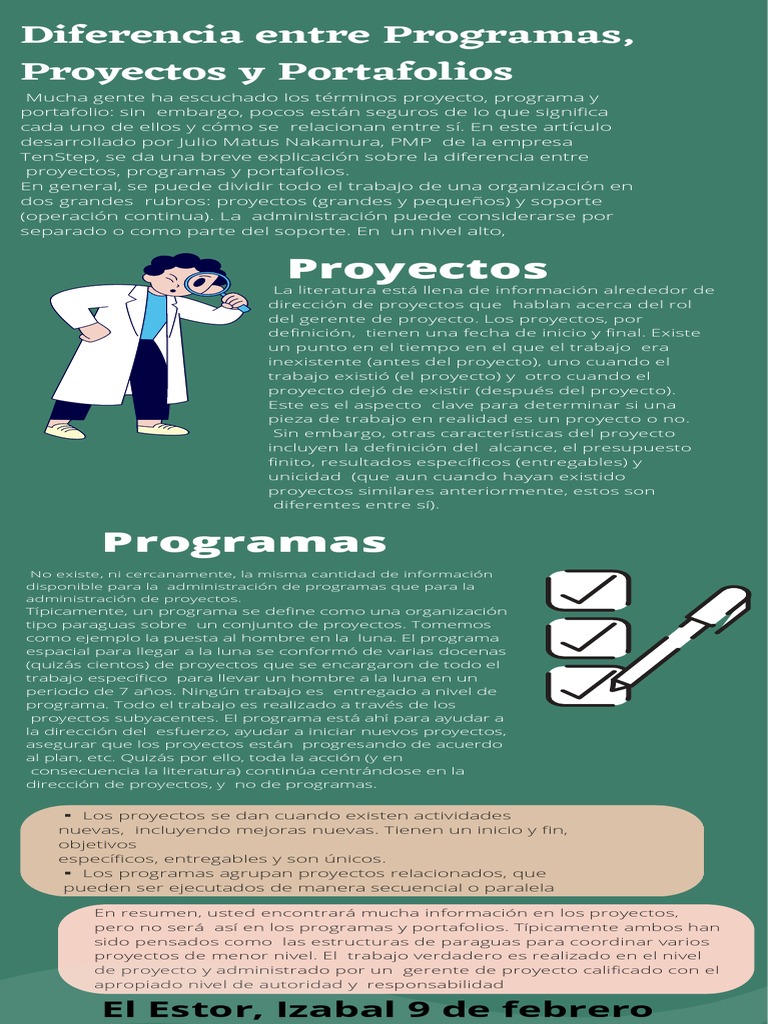 Diferencia Entre Programas, Proyectos y Portafolios PDF | PDF