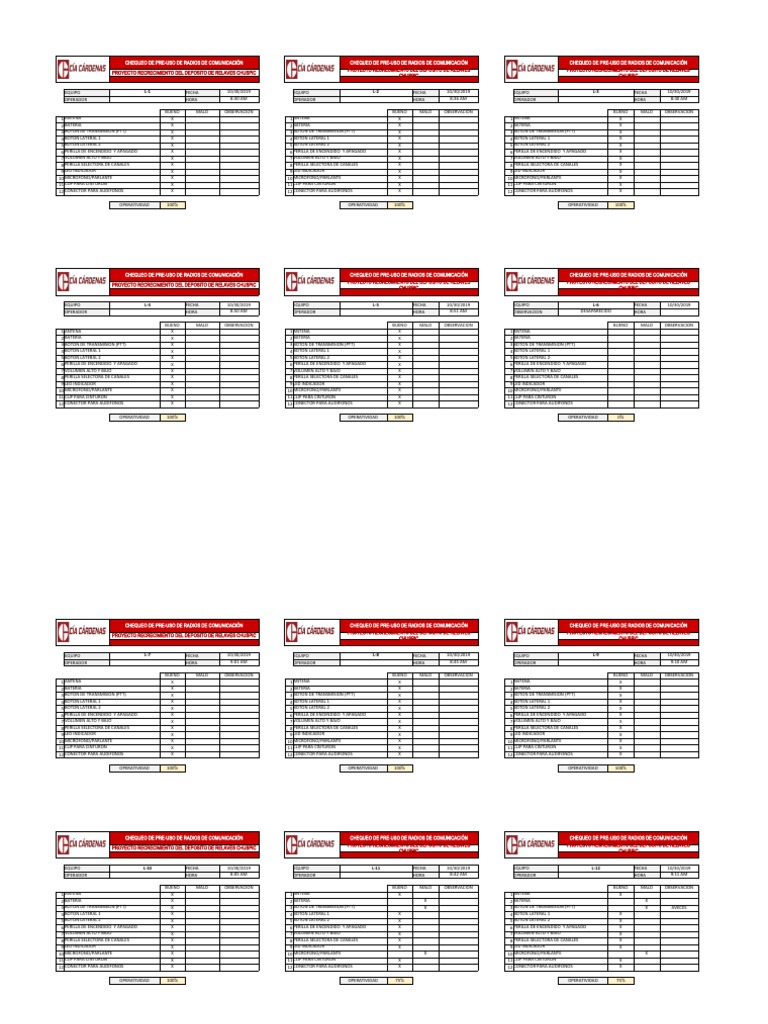 Check List Radios | PDF | Instrumento de medición | Componentes eléctricos