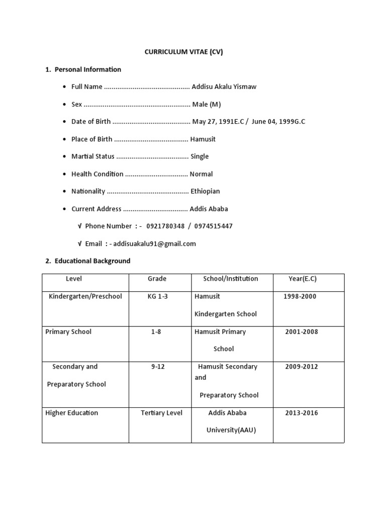 [TITLE] A Well-Rounded CV: Educational Background, Skills, Languages, Hobbies, and Declaration ...