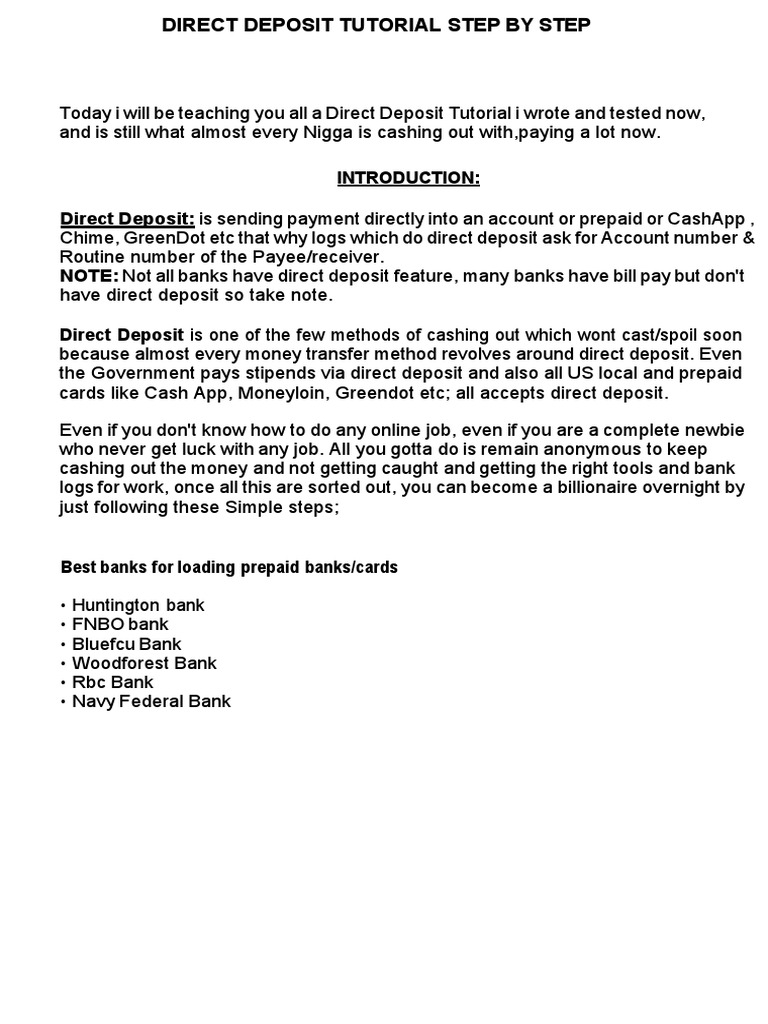 Direct Deposit Tutorial: A Step-by-Step Guide | PDF | Payments | Financial Services