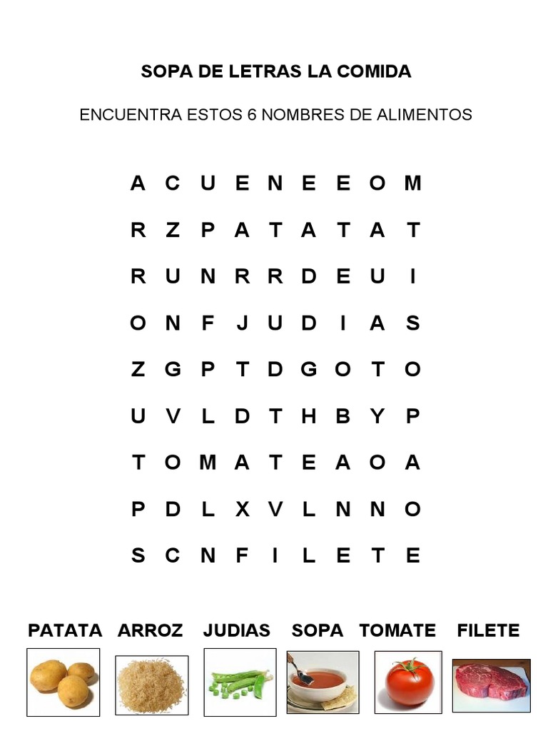 Sopa de Letras: Encuentra Alimentos | PDF | Salud y bienestar