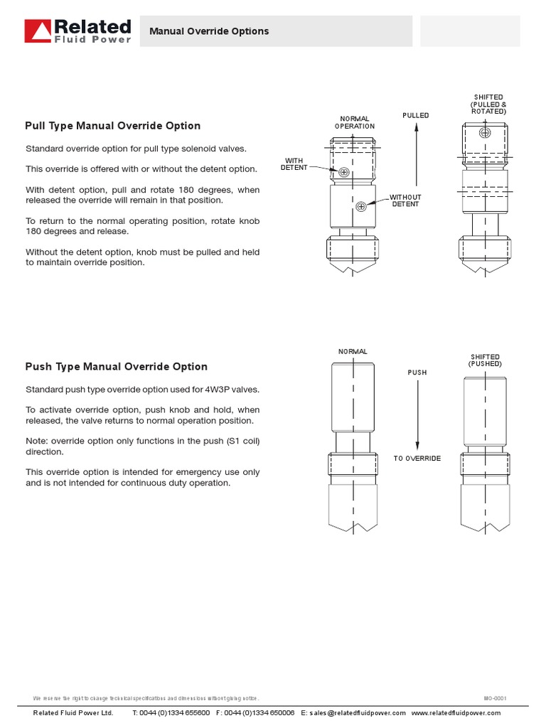 Manual Override Options PDF | PDF | Valve | Machines