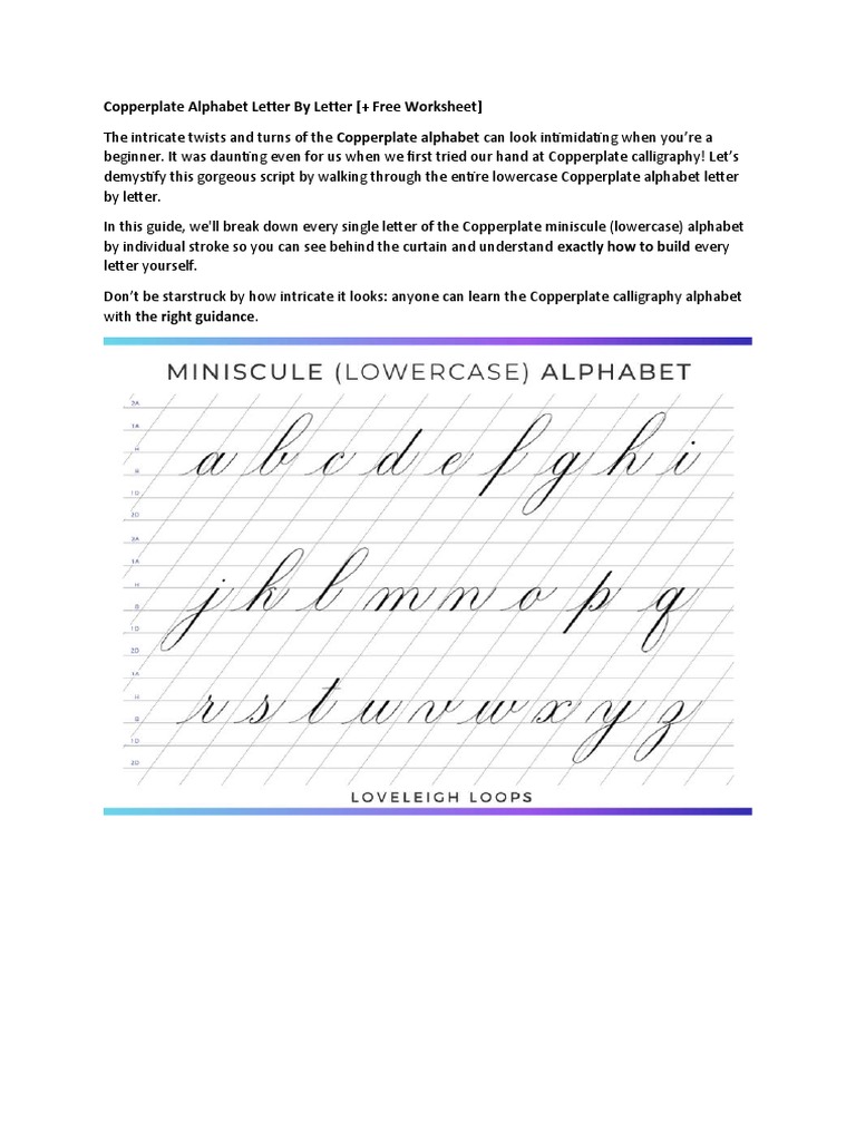 Copperplate Alphabet Letter by Letter | PDF