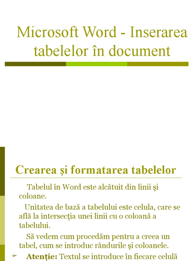 Prezentare Word Lucrul Cu Tabele | PDF