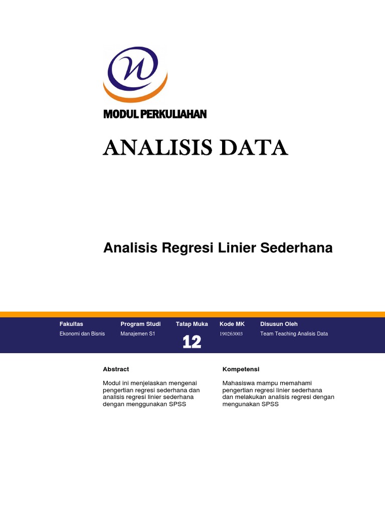 Analisis Data - Modul 11 - Analisis Regresi Linier Sederhana | PDF