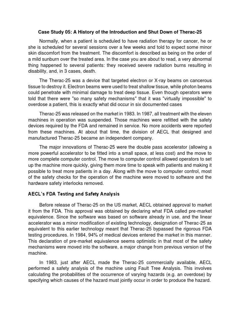 Case Study 05 PDF | PDF | Food And Drug Administration | Radiation Therapy