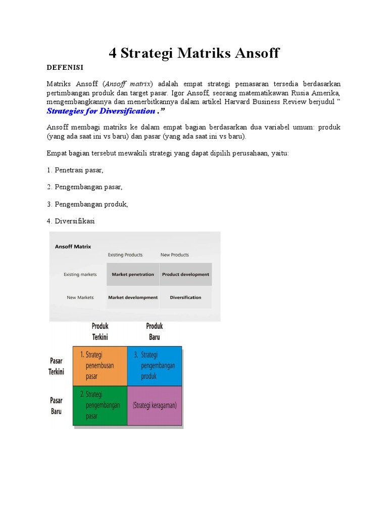 4 STRATEGI Matriks Ansoff | PDF